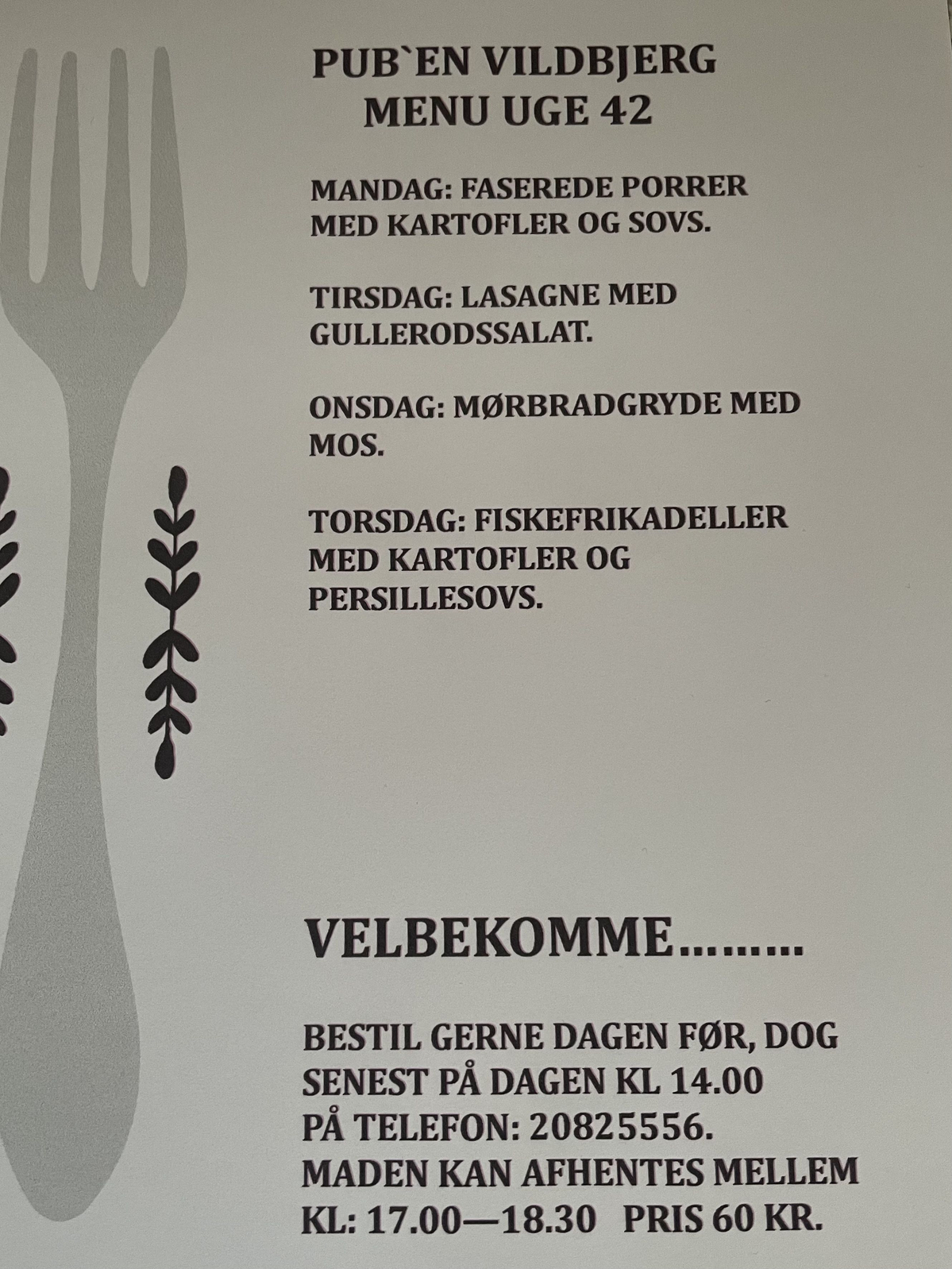 Uge 42 menu | Puben Vildbjerg